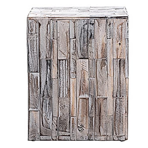 Amazon Aware FSC Certified Indoor/Outdoor Recycled Square Wood Tami Square Stool, Driftwood White