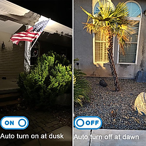 20W Dusk to Dawn Outdoor LED Spotlight Plug in with Photocell Sensor for House Flag Yard Tree Garden, 3000K 1000lm Warm White 120V Landscape Lighting with Stake IP66 Waterproof 5.9ft Cord, 2 Pack