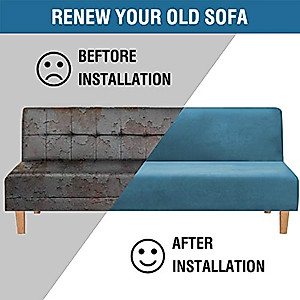 H.VERSAILTEX Real Velvet Futon Cover Armless Sofa Covers Sofa Bed Covers Stretch Futon Couch Cover Sofa Slipcover Furniture Protector Thick Soft Velvet Fabric Form Fitted Stay in Place, Peacock Blue