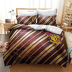 Bedding Duvet Cover Harry Potters Lightweight Decorative Modern Style Microfiber, Soft Microfiber Bedding Set, 1 Duvet Cover&2 Pillow Cases, No Comforter