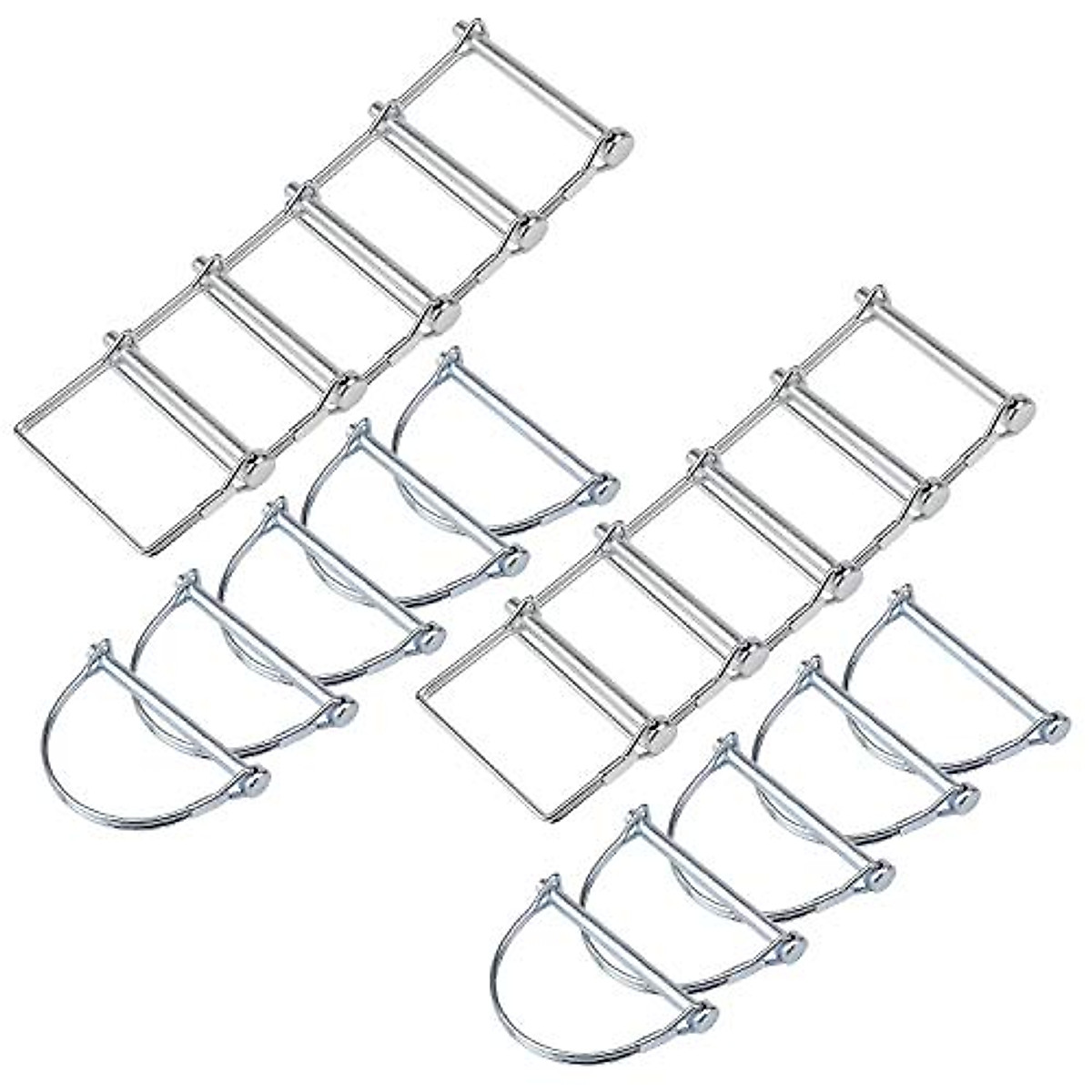Favordrory 20 Pieces Shaft Locking Pin Safety Coupler Pin 1/4 Inch Diameter in 2 Shapes of Square and Arch for Farm Trailers Wagons Lawn Garden, Silver