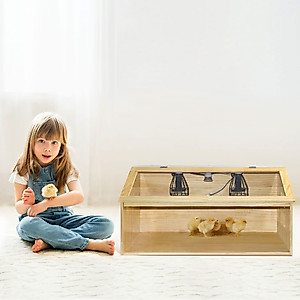 EVERYGROW Brooder Box with Thermostat, Intelligent Chick Brooder Box Heat up to 30 Chicks with 3 Heat Lamps, Waterproof Chicken Brooder Box Kit, Brooder Box for Baby Chicks Ducks Quails Hamsters
