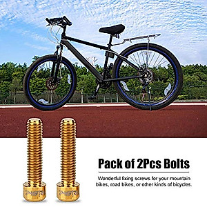 Bnineteenteam 2Pcs Alloy Disc Brake Caliper Screw Bolts M6 X 25mm Bolts Screws for Mountain Bike (Gold)