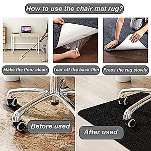 Jakarl Office Rolling Chair Mat for Hardwood Tile Floor, Computer Gaming Under Desk Low-Pile Rug, Large Anti-Slip Floor Protector Mat for Home Work (Black, 36" X 55")