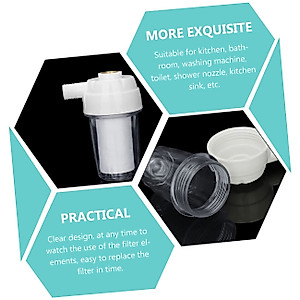 DOITOOL Water Heater Filter Kitchen Down Water Filter Faucet Water Softener Inline Water Filter Well Water Pre Filtration System Sink Filter Attachment Anti-Scale The Pet Shower Head White