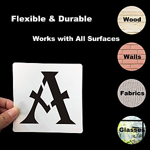 3 Inch Alphabet Letter Stencils for Painting - 70 Pack Letter and Number Stencil Templates with Signs for Painting on Wood, Reusable Alphabet and Numbers Stencils for Chalkboard Wood Signs & Wall Art