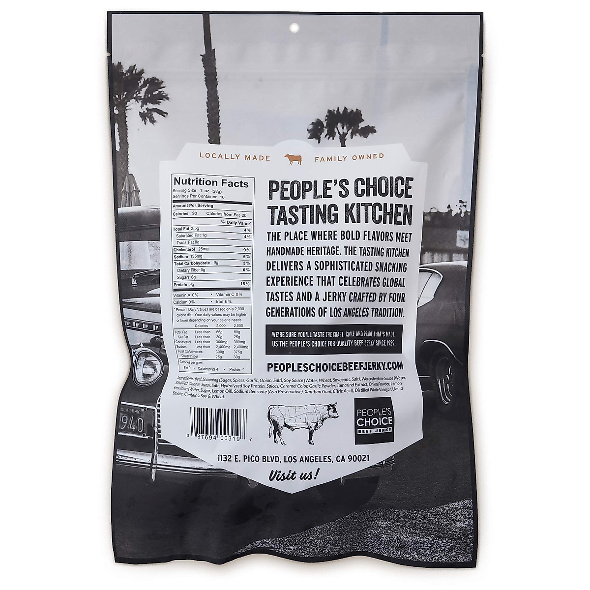 People's Choice Beef Jerky - Tasting Kitchen - Cowboy Peppered Beef Jerky - Camping Food, Backpacking Snacks, Road Trip Snacks - High Protein Low Sodium Healthy Snacks - 1 Pound, 16 oz - 1 Bag