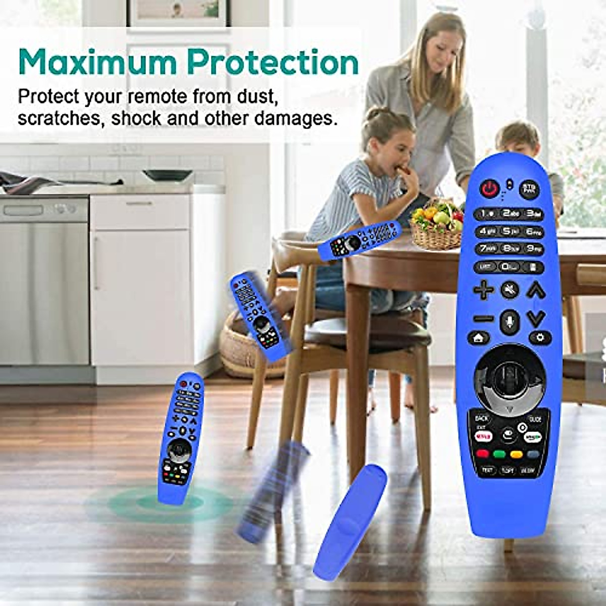 2Pcs Upgraded Protective Cover for LG AN-MR600 / LG AN-MR650 / AN-MR18BA / AN-MR19BA Remote Control Case for LG Smart TV,WQNIDE Silicone Case Anti/Drop/Slip/Scratch/Dust/Water (Blue+Glowing Green)