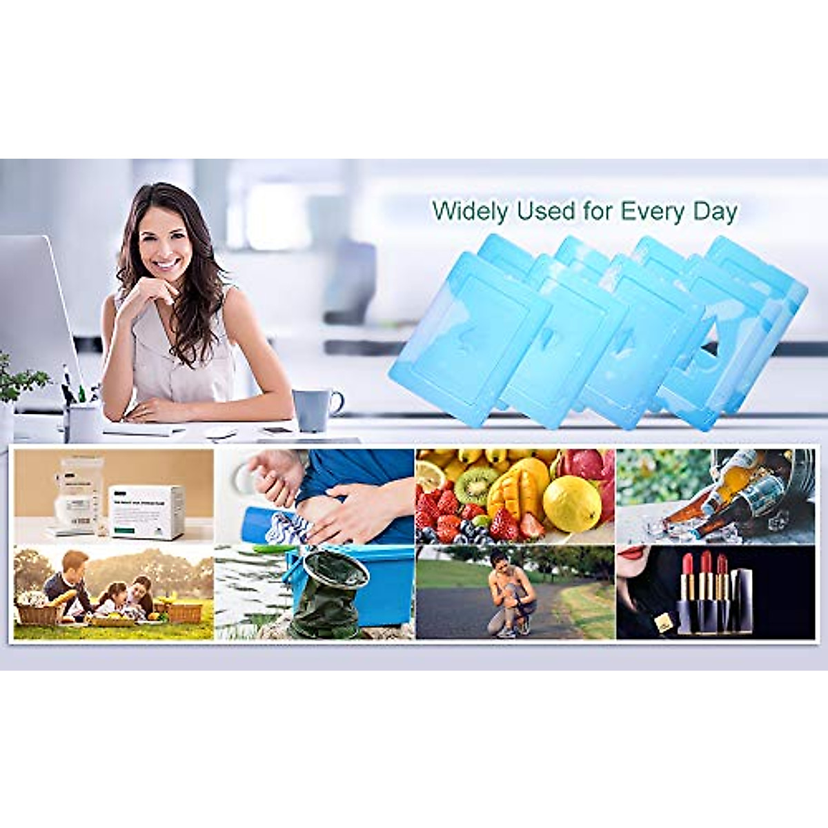 OICEPACK 8 x Ice packs for Lunch Box, Freezer Ice packs Slim Long Lasting Cool packs for Lunch Bags and Cooler, Poker Design