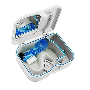 DAGIJIRD 1pcs Plastic Dental Denture Storage Box False Teeth Case Container with Mirror Brush