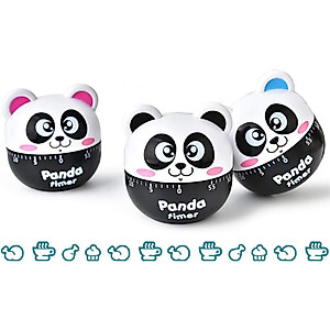Cartoon Timer Cute Mechanical Timer Alarm for Home and Kitchen, Cooking, Baking, 60 Minutes,2.7inch (Panda)