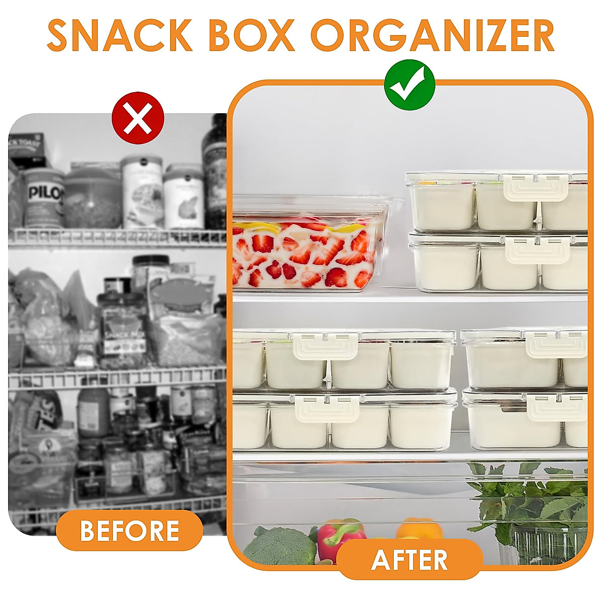 Hermit Home Snackle Box with Lid and Handle - Snack Containers, Charcuterie Platters, Clear Organizer for Candy, Fruits, Nuts, Snacks - with 8 Forks and 2 Spoons