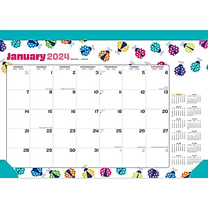 Ladybug Party | 2024 15.5 x 11 Inch 18 Months Monthly Desk Pad | July 2023 - December 2024 | StarGifts | Planning Stationery