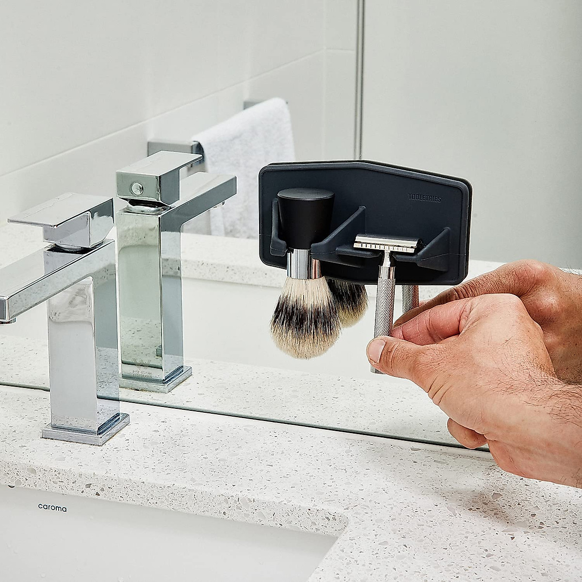 Tooletries - The Maverick Silicone Razor & Brush Holder Holder - The Best Safety Razor Stand. This Will Prolong The Life of Your Shaving Brush - Charcoal