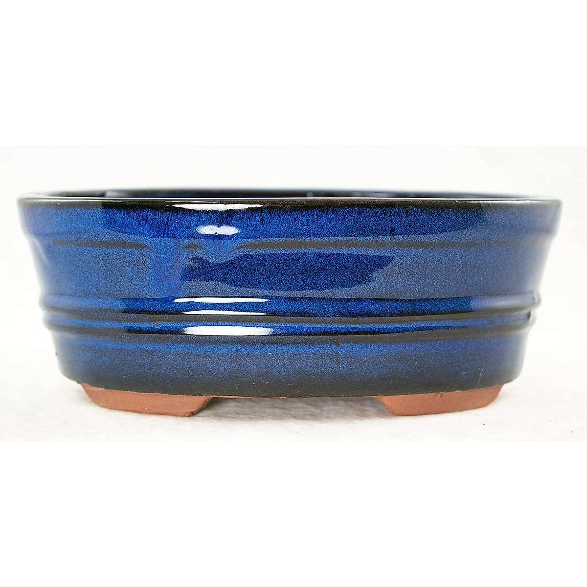 bigsnowball 8" Oval Dark Blue Bonsai/Cactus & Succulent Pot + Tray + Rock + Mesh Combo