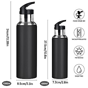 Kigai Beautiful Butterfly and Flower Water Bottle, Outdoor Sports Bottle With Wide Mouth Straw Lid, Stainless Steel Double Wall Vacuum Insulated Flask for School Gym 34 oz