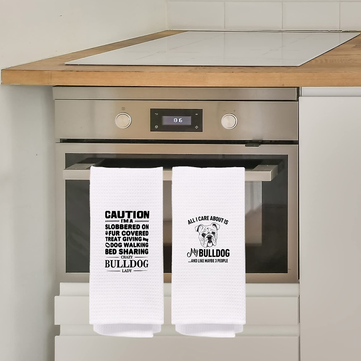 NEGIGA Funny Bulldog with Saying Kitchen Towels and Dishcloths Sets 24x16 Inch Set of 4,Funny Dog Decor Decorative Dish Hand Tea Bath Towels for Kitchen Bathroom,Dog Lovers Bulldog Mom Girls Gifts