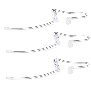 3 Pack Replacement Acoustic Coil Tube Universal Clear Transparent Surveillance Kit for Motorola Baofeng Kenwood Radio Earpiece, Law Enforcement, Police Earpiece, Listen Only Earpiece