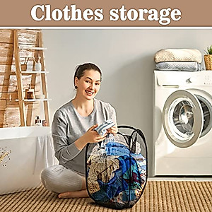 MAQIHAN Pop up Laundry Hamper - Black Dirty Mesh Laundry Basket - Foldable Collapsible Mesh Popup Laundry Hamper Portable Carrier Baskets Pop up with Handles for Travel Square Clothes Toy Storage Bin