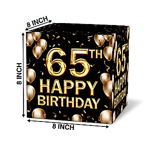 65th Birthday Card Box，Black And Gold Card Box for Birthday Party Decorations ，Party Supplies , Money Box -  1 PC (027sr)