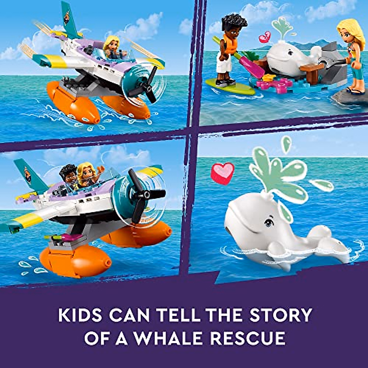LEGO Friends Sea Rescue Plane 41752 Building Toy, Creative Fun for Girls and Boys Ages 6+, Includes 2 Mini-Dolls and a White Whale Plus Lots of Accessories, A Fun Gift for Kids Who Love Sea Life