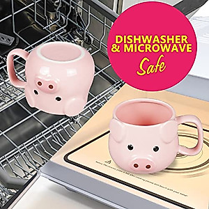 ToCooTo Pig Coffee Mug 14 oz Ceramic Novelty Coffee Mug 3D Porcelain Tea Mug for Women Christmas Housewarming Holiday Birthday Gifts for Women Mom Kids Teacher and Best Friend Pink