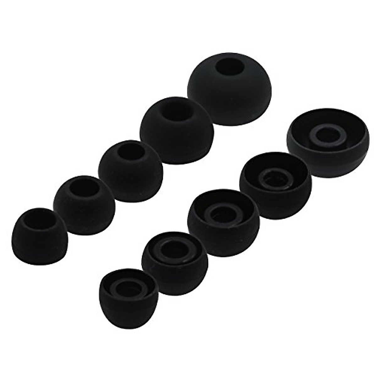 ALXCD Ear Tips for B&O E8 Jabra Elite Sport SOL Republic Amps Airs Earbud, XS/S/M/L/XL 5 Sizes 5 Pair Soft Silicone Replacement Earbud Tip Ear Gel, Fit for B&O E8 Jabra Elite Sport Amps Airs (Black)