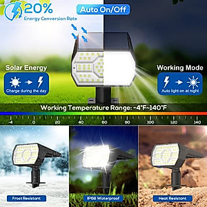 NYMPHY Solar Outdoor Lights, Solar Lights Outdoor Waterproof, Solar Spot Lights Outdoor 56 LED 3 Lighting Modes for Landscape Yard Wall Lights Auto On/Off for Pathway Garden, Pack of 1(Cool White)