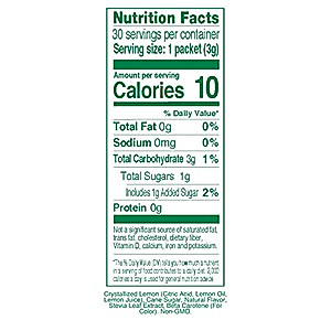 TRUE LEMON Original Lemonade Drink Mix| Made from Real Lemon | No Preservatives, No Artificial Sweeteners, Gluten Free | Water Flavor Packets & Water Enhancer with Stevia 30 Count (Pack of 1)
