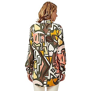 Blouses for Women Fashion 2021, Trendy Casual Button Down Shirts Tops, XS-3XL (Khaki Green, X-Small)