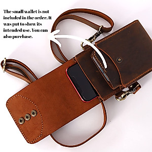 Handmade Mens Crossbody Phone Bag, Iphone 13 Pro Wallet Case, Cell Phone Crossbody Bag, Phone Case With Adjustable Strap, Crossbody Phone Wallet For Men, Leather Phone Wallet (Dark Brown)