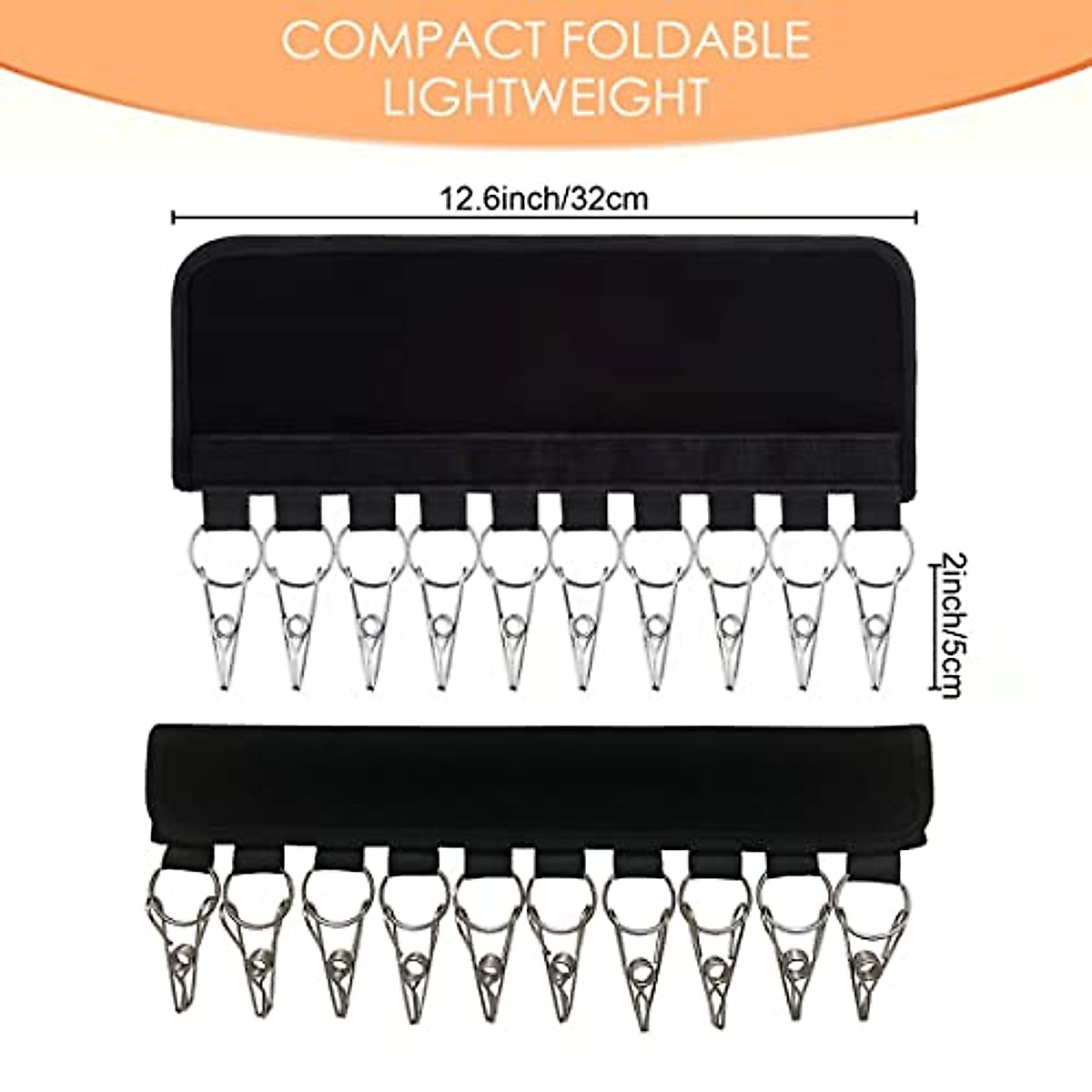 PUPOPIK 2 Pack Hat Rack for Baseball Caps Hat Organizer, 10 Hat Storage Clips for The Storage of Hats in The Closet and Room, Hat Rack Organizer - Fits All Size Hangers,Black (BLACK-2PACK)