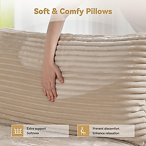 CAODOC Modular Sectional Sofa with Chaise U Shaped Sectional Couch for Living Room, 8-Seater Comfy Cloud Couches with One Movable Ottoman, Plush Corduroy, Beige