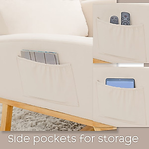 YUUIJOAA Rocking Chair Nursery - Glider Modern Accent Chairs Upholstered Velvet Nursing Rocker Padded Armchair for Indoor Living Room Bedroom Beige