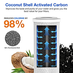 SimPure Whole House Water Filtration System, Big Filter Housing Blue for Whole Home Water Filtration, with 10" x 4.5" CTO Filter