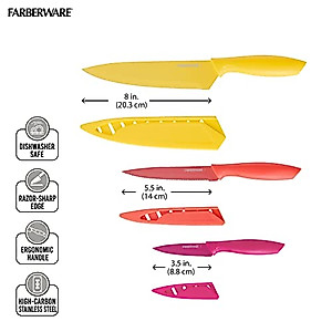 Farberware Chef Knife Set, 3 Piece, Multicolor