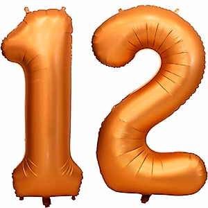WEIKA 40 Inch Orange Foil Mylar 12 Number Balloon | 12th Birthday Decorations for Girls And Boys | 12 Birthday Balloon for | 12th Anniversary Decoration | 21 Birthday Balloon for Girls And Boys