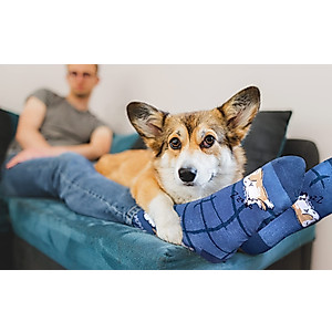 ANTI BASIC Novelty Crew Vintage Car Socks Gift for Retired Old Men（fits men shoe size 7-12）（corgi）