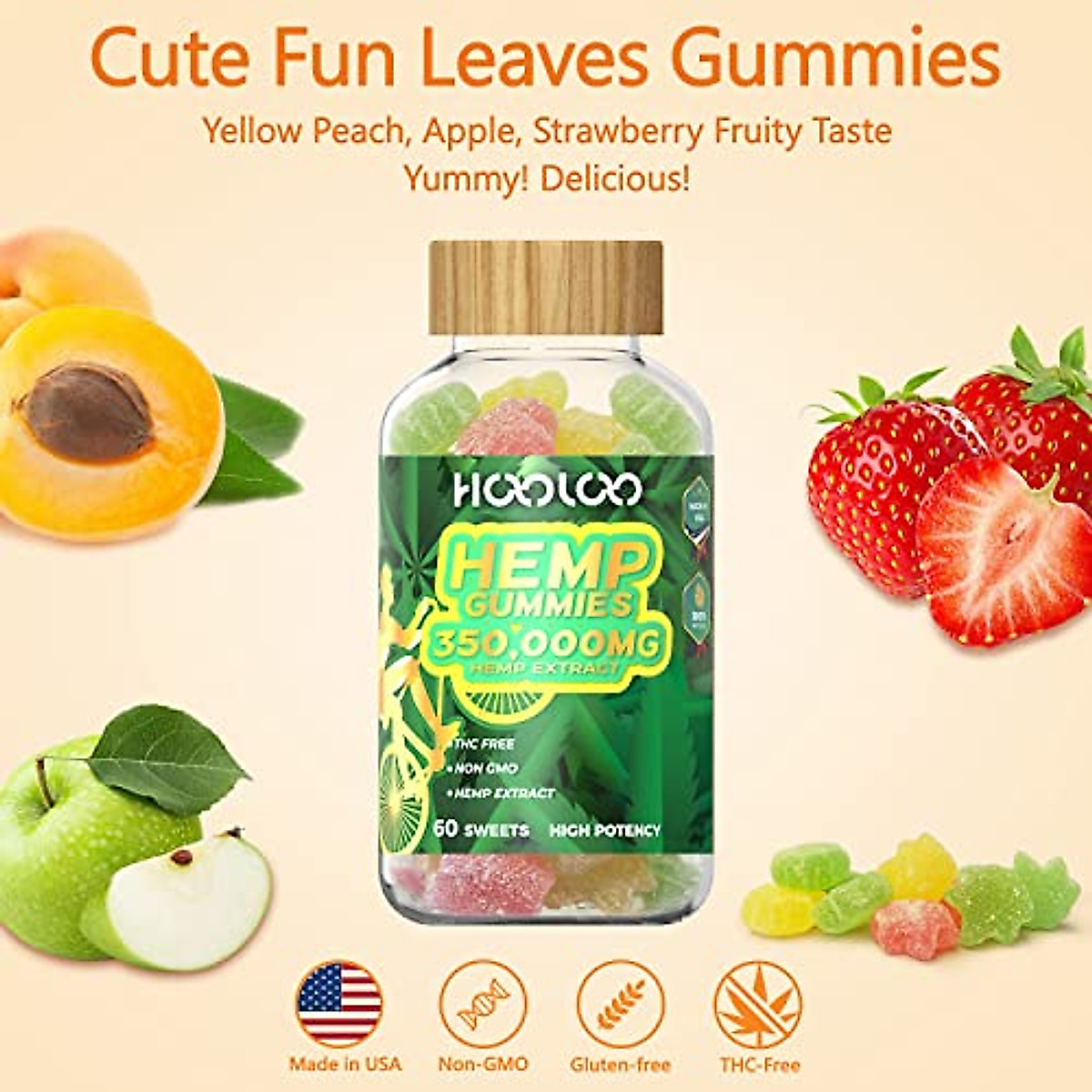 Hemp Gummies for Deep and Sound Bedtimes & Focus, Fruity Vitamins Hemp Gummy Infused Hemp Oil 350,0000mg, Made in USA, 2 Pack 120 Edibles