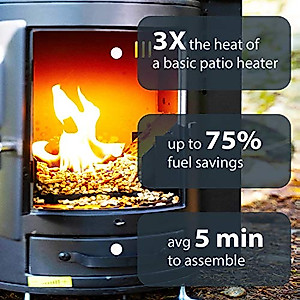 Q-Stoves Outdoor Wood Pellet Patio Heater Q-Flame Q05C, Eco-Friendly Heater, for Patio, Camping and Going Off-Grid (Stove)