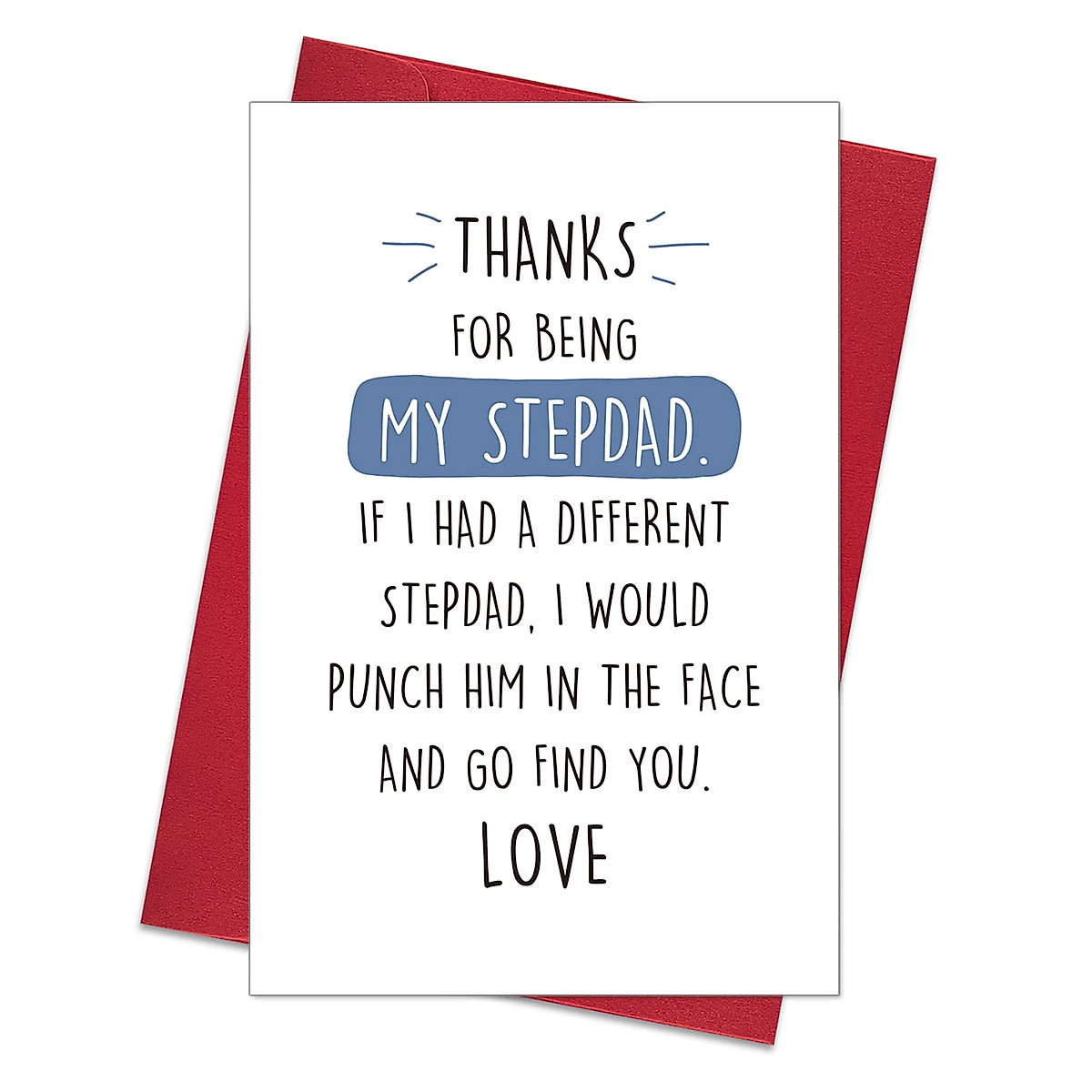 Ogeby Funny Step Dad Father’s Day Card, Humor Birthday Card Gift for Him, Thanks for Being My Stepdad, Punch Him in the Face