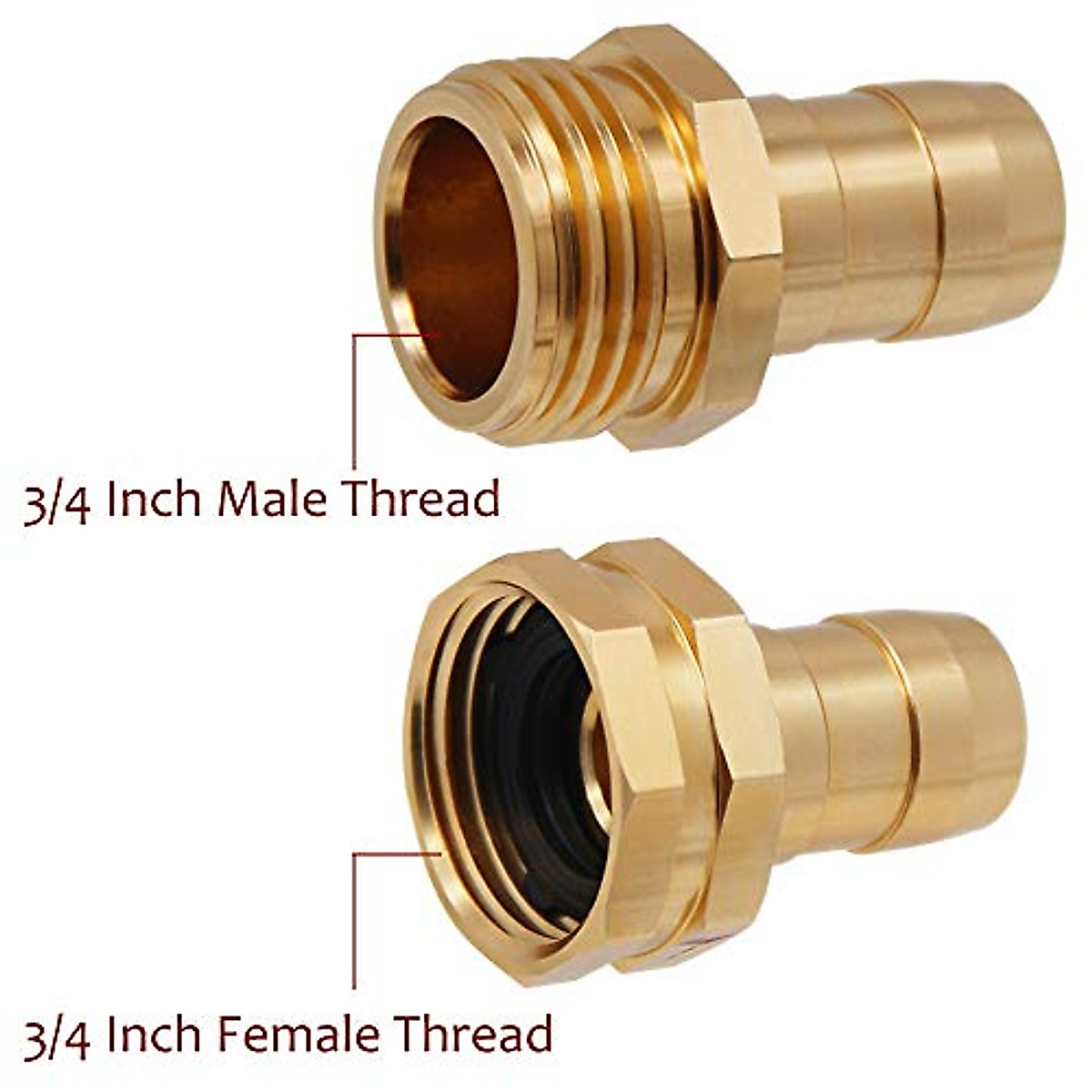 Lifynste Garden Hose Repair Connector with Clamps, Male and Female Garden Hose Fitting, 2 Set