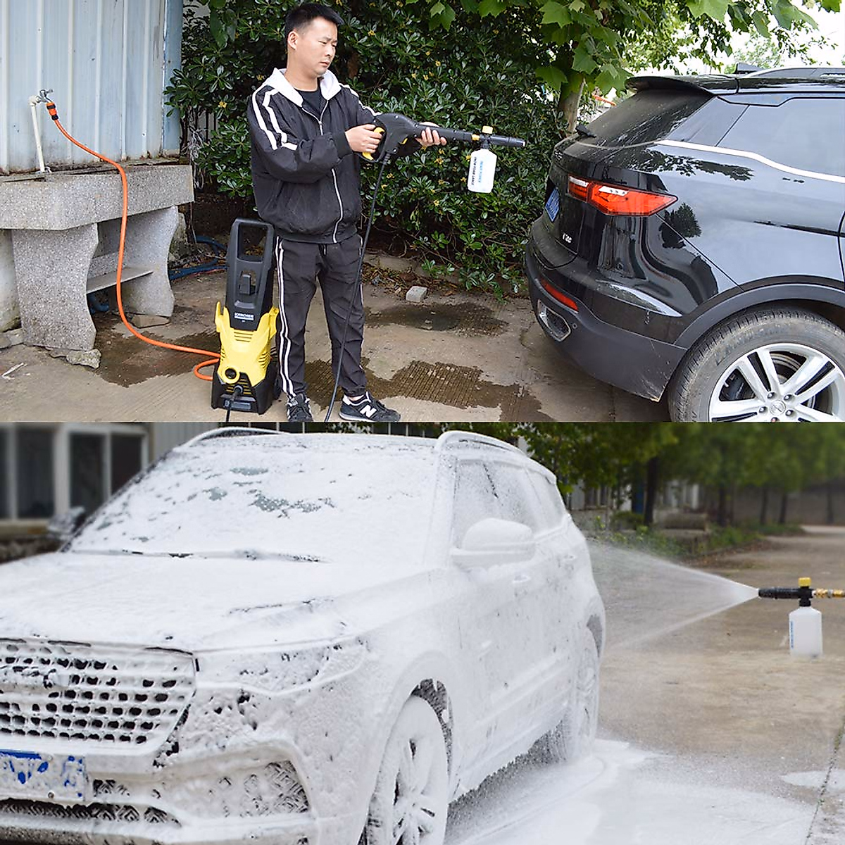 Electric Pressure Washer DIY Foam Cannon with 1/4” Quick Connector & Other 5 Adapters, Power Washer Adjustable Snow Foam Lance 0.6L Bottle, Jet Car Wash Soap Foam Nozzle, 500~2200PSI, 1.0~2.2GPM…