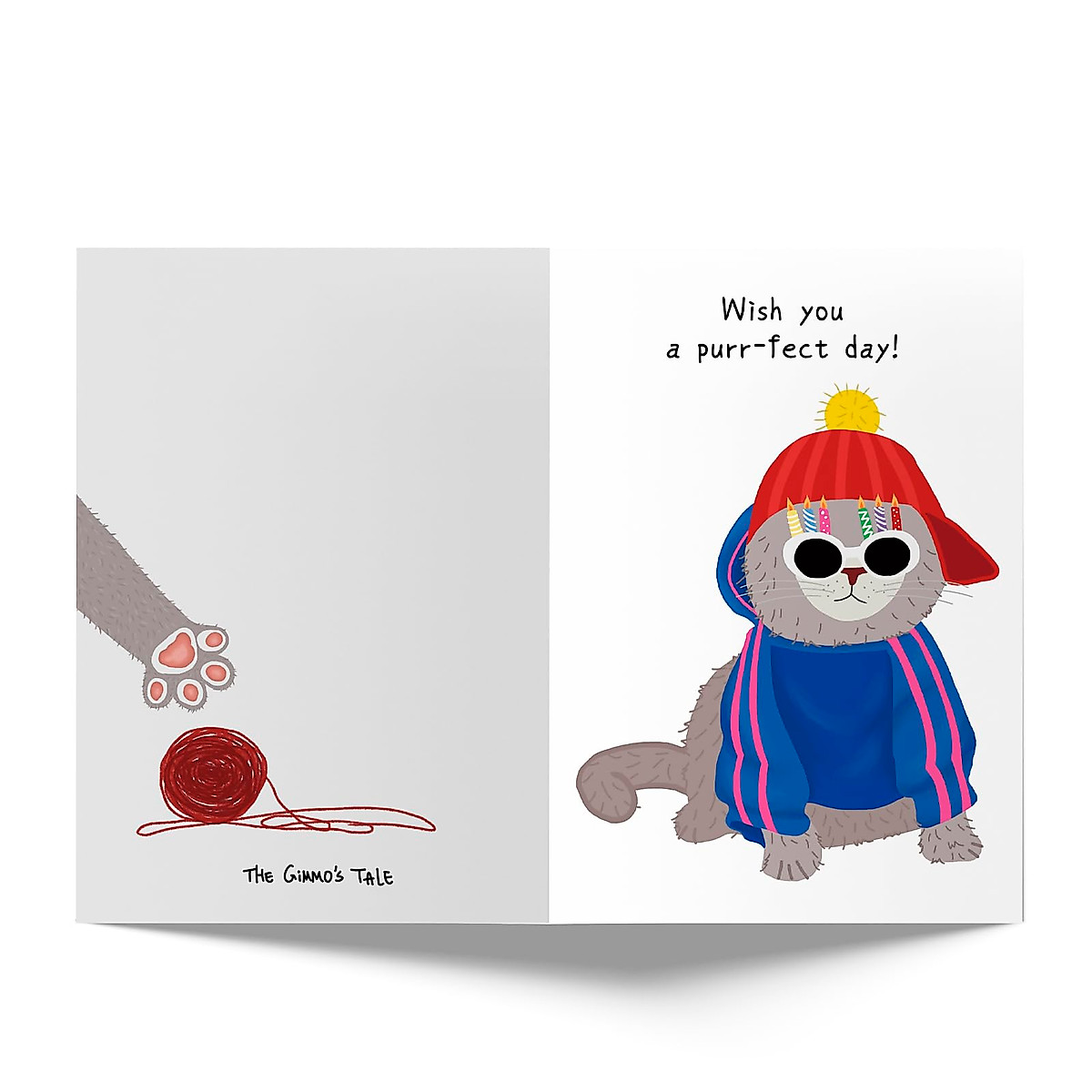 The Gimmo's Tale Cute Card for Cat Lover with PAWS - (Envelopes, Stickers Included)