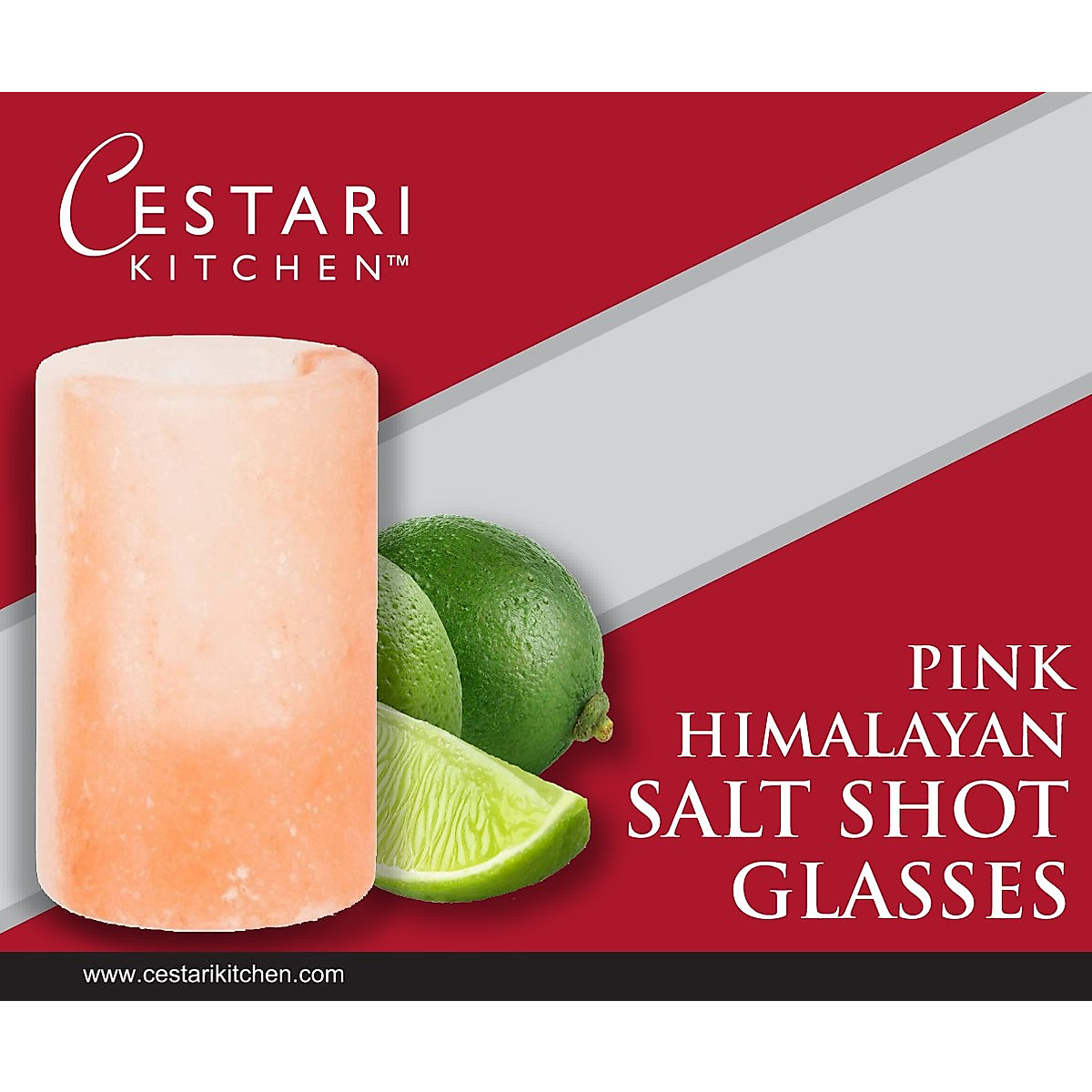 Himalayan Salt Shot Glasses - Pure Food Grade Himalayan Pink Salt - No Fillers or Binders - Handcrafted All Natural Tequila Salt Shot Glasses Set by Cestari (2 pack)