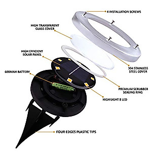 Neo LOONS Solar Ground Lights, 8 LED Outdoor In-ground Light Solar Disk Garden Lights with Light Sensor for Yard Patio Pathway Lawn Driveway Walkway-White (8 Pcs)