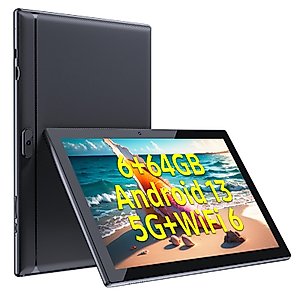 YQSAVIOR 10 inch Tablet, Android 13 Tablet PC, 6GB RAM 64GB ROM Tablets, 2.0GHz Processor, 1280×800 HD IPS Screen, Bluetooth, Dual Camera, Dual Speaker, WiFi 6 Tablet Computer 6000 mAh, Black