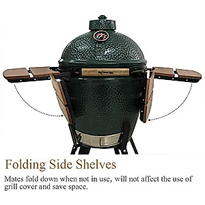 KAMaster 2 Slats Folding Side Shelves with 29 in Grill Full Cover，for Large Big Green Egg