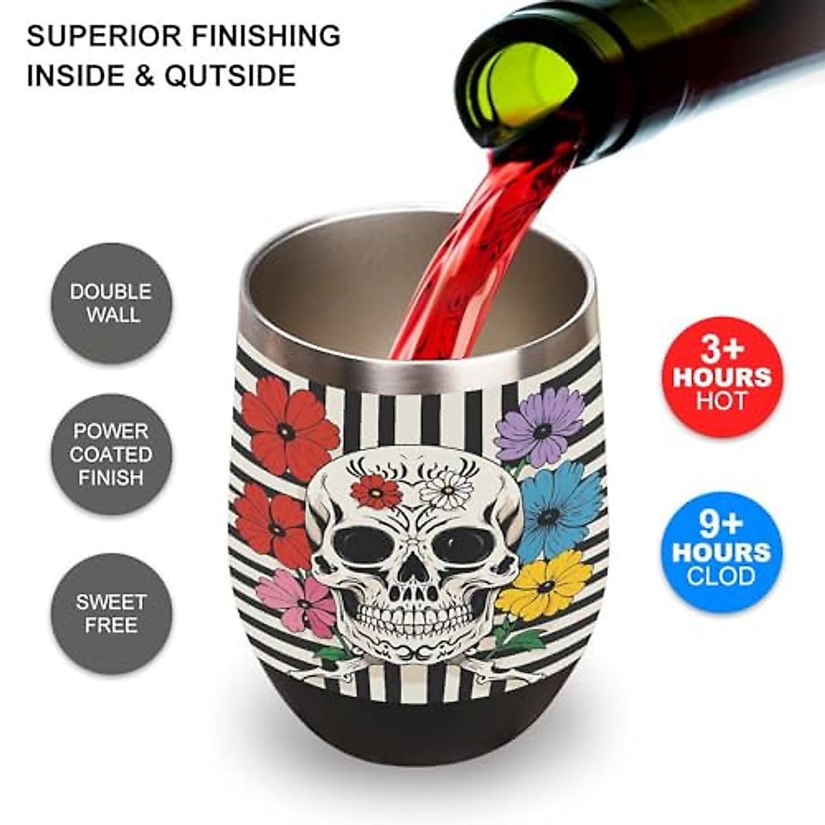 OPTKSNCU 304 Stainless Steel Insulated Cup with Lid, Black And White Stripes Print Durable, And Easy to Clean – Ideal for Home, Office, And Gift Giving