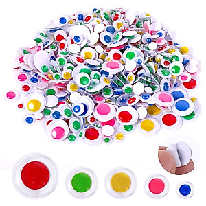 Self-Adhesive Googly Eyes, 500Pcs Colorful Assorted Size 6-12mm Stick On Googly Eyes for Craft Wiggle Eyes Sticky Googly Eyes, Doll Eyes Making Accessories (6/8/10/12mm)